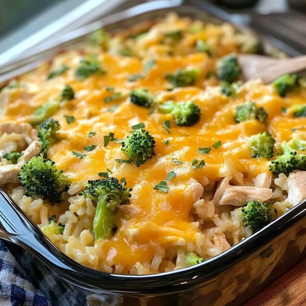 Easy Cheesy Chicken Broccoli Rice Casserole