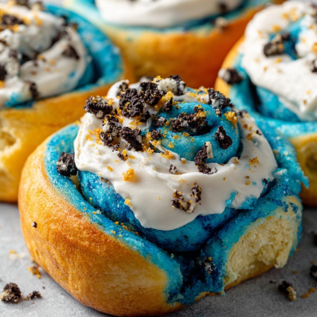 Easy Cookie Monster Cinnamon Rolls