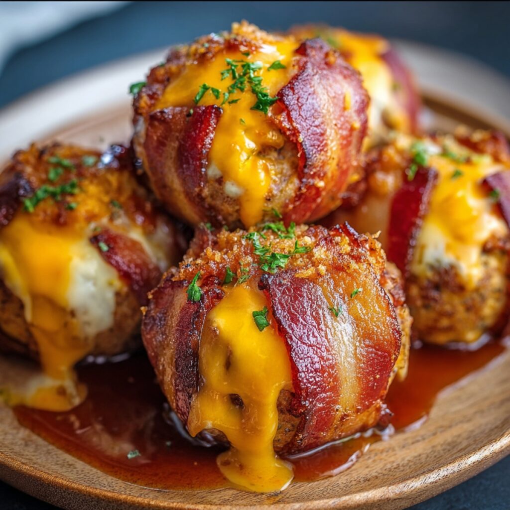 Easy Cheddar Stuffed BBQ Bacon Bombs