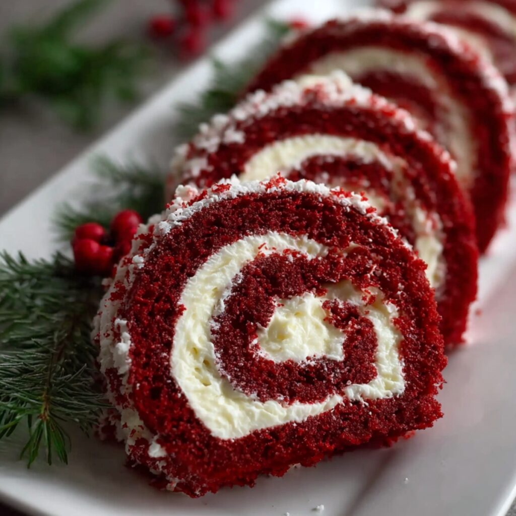 Easy Christmas Red Velvet Cake Roll