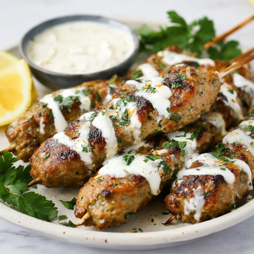 Easy Chicken Kofta Kebabs with Garlicky Yogurt Sauce